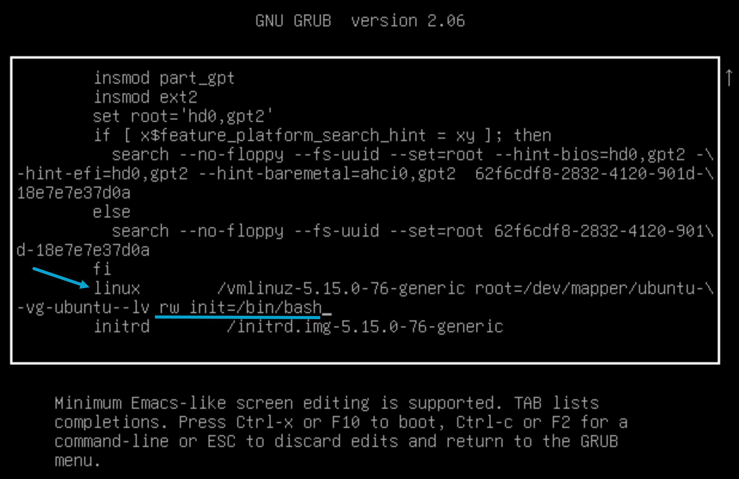 Linux: Change forgotten root password with init=/bin/bash (change GRUB boot configuration), set ...