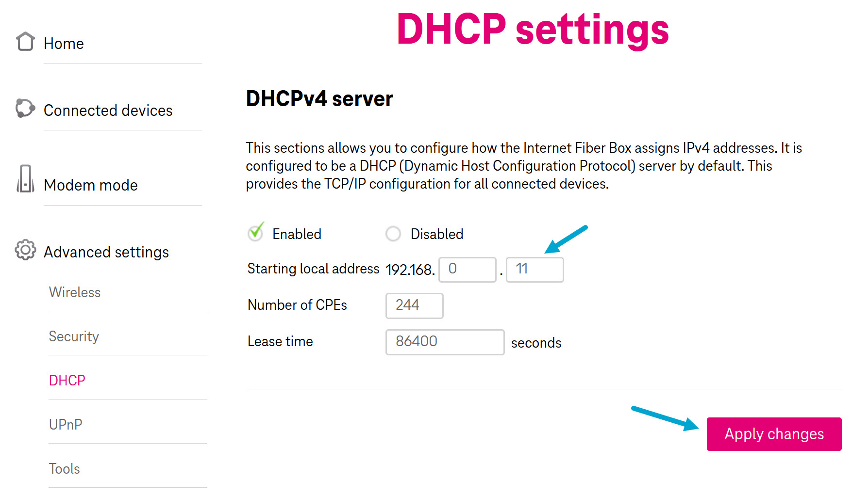 Portforwarding from Magenta Fiberbox through another Router (Ubiquiti ...