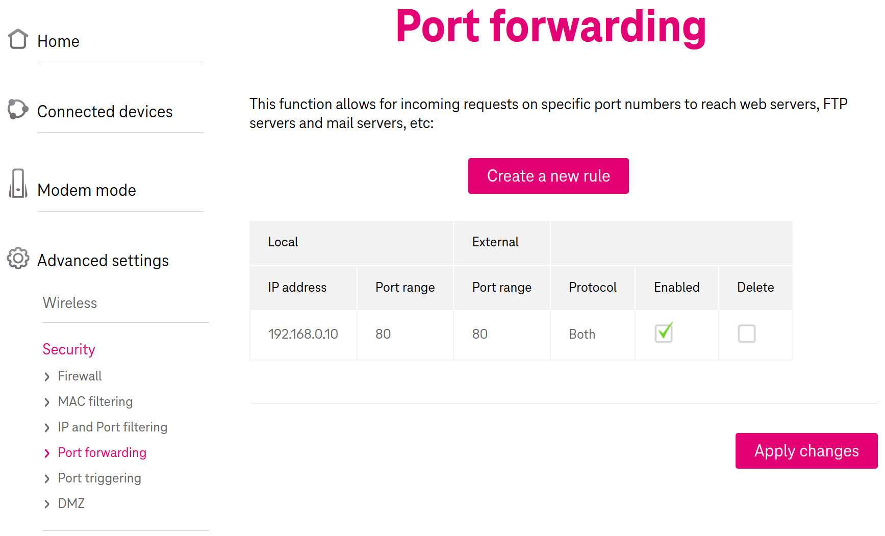 Portforwarding from Magenta Fiberbox through another Router (Ubiquiti ...