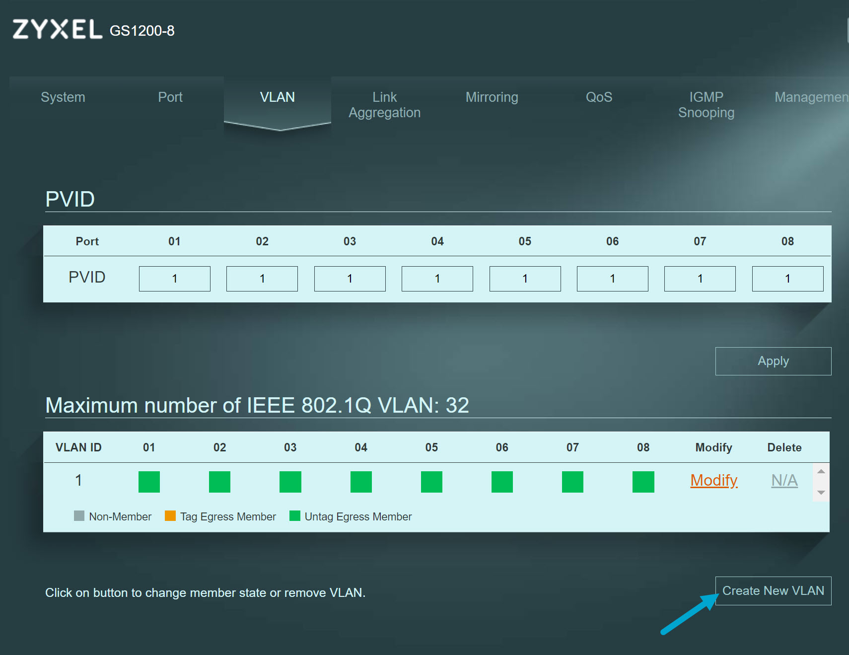 Zyxel GS1200-8 Switch - Initial Setup & VLAN Setup · blog.jklug.work
